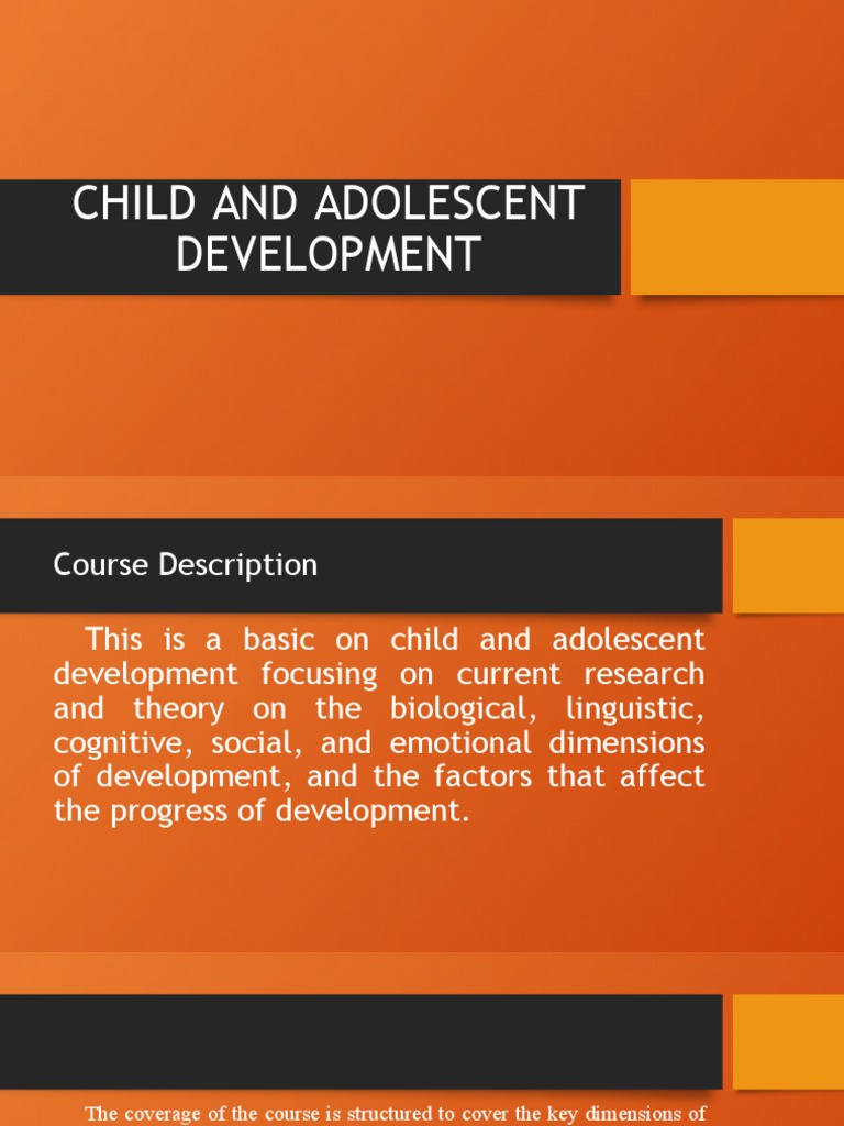 Child & Adolescent Development Course | PDF | Adolescence | Social ...