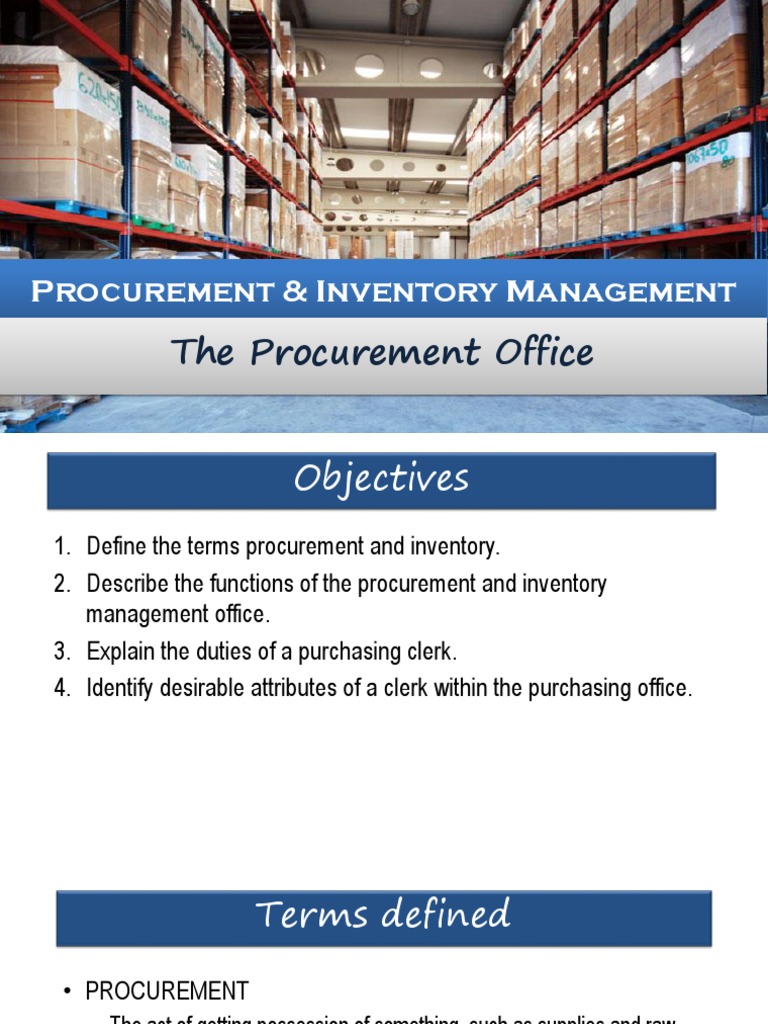 01 - The Procurement Office | PDF | Inventory | Procurement