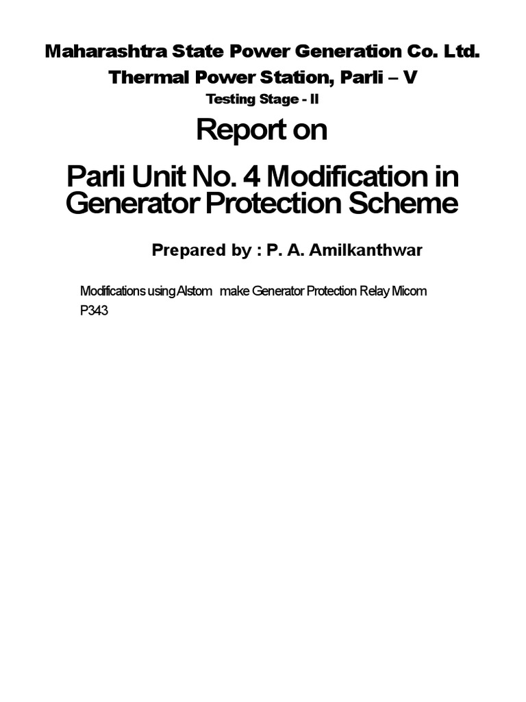 Gen Protn Modification Report Scribd | PDF | Relay | Electric Generator