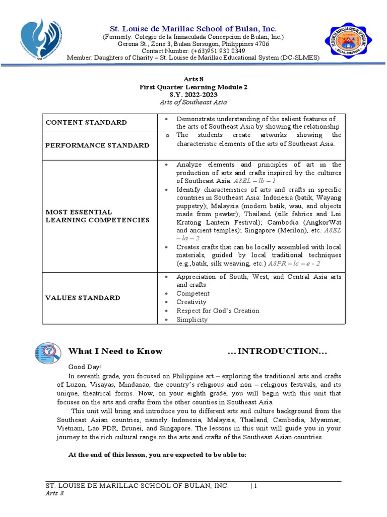 ARTS 8 1st Q | PDF | Textiles