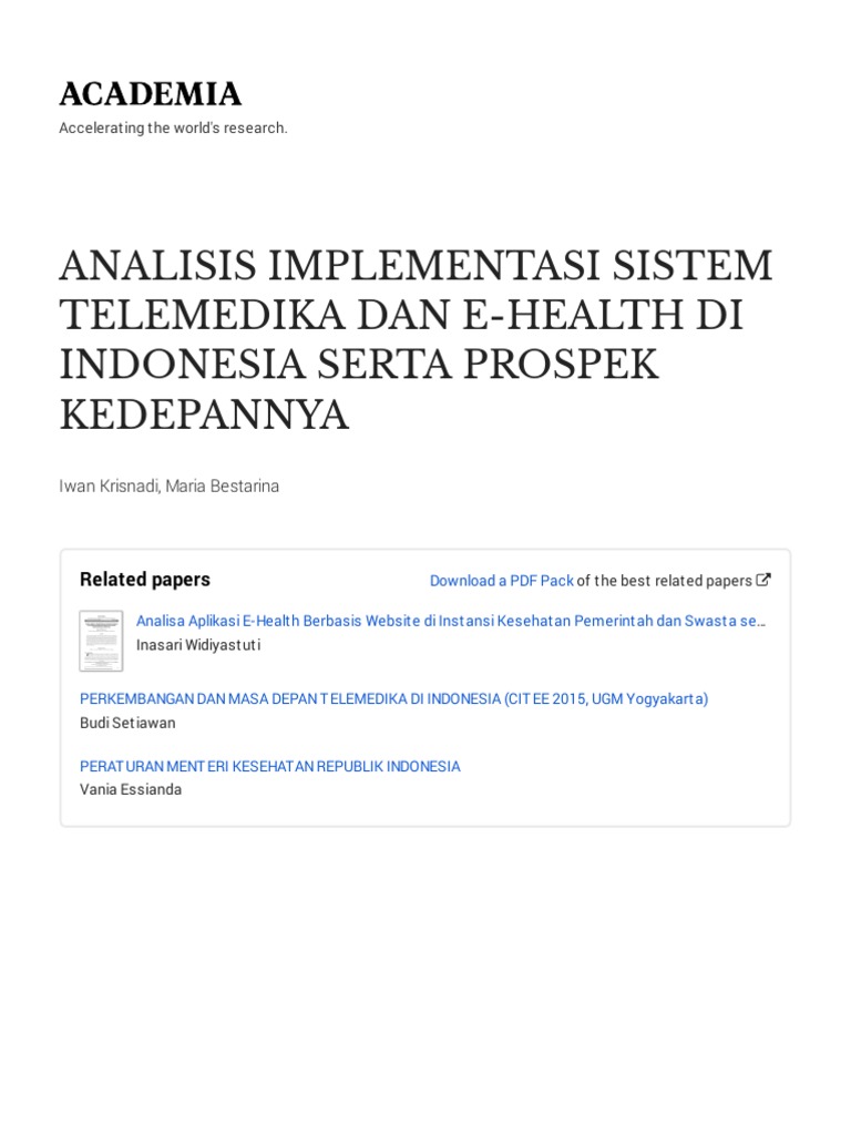Analisis Telemedika dan E-Health Indonesia | PDF