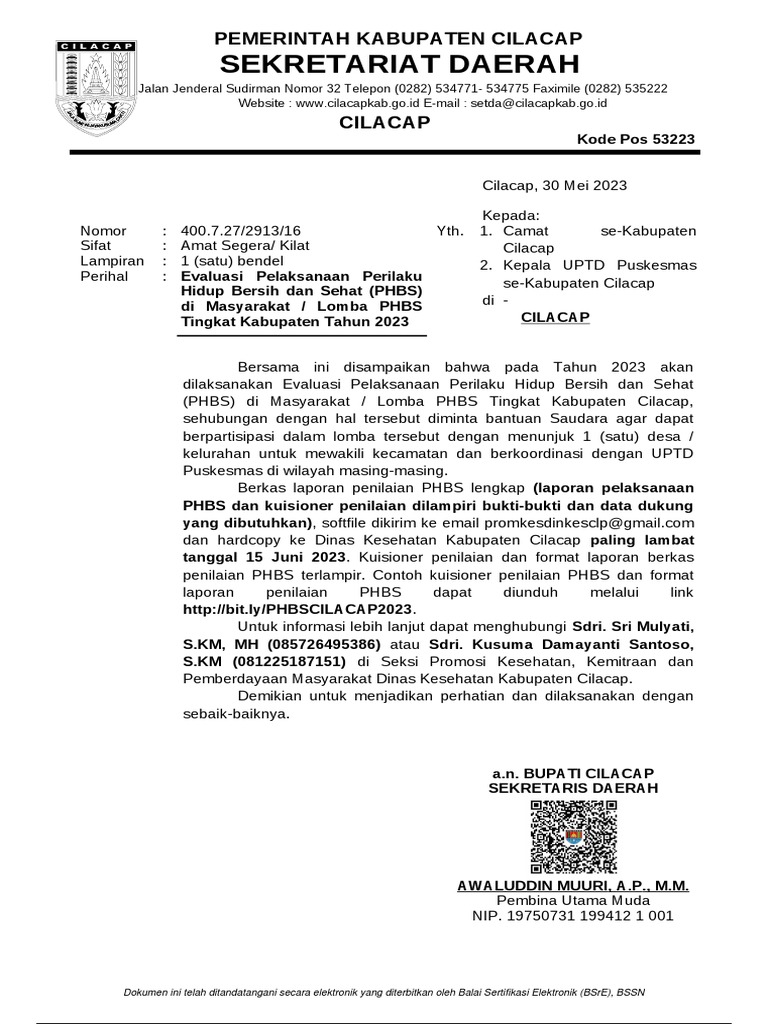 Pengumpulan Berkas Lomba PHBS 2023 | PDF