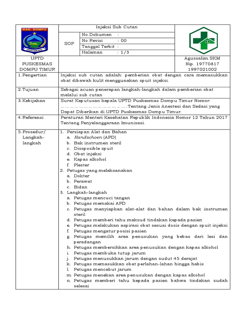 SOP Inj SC | PDF