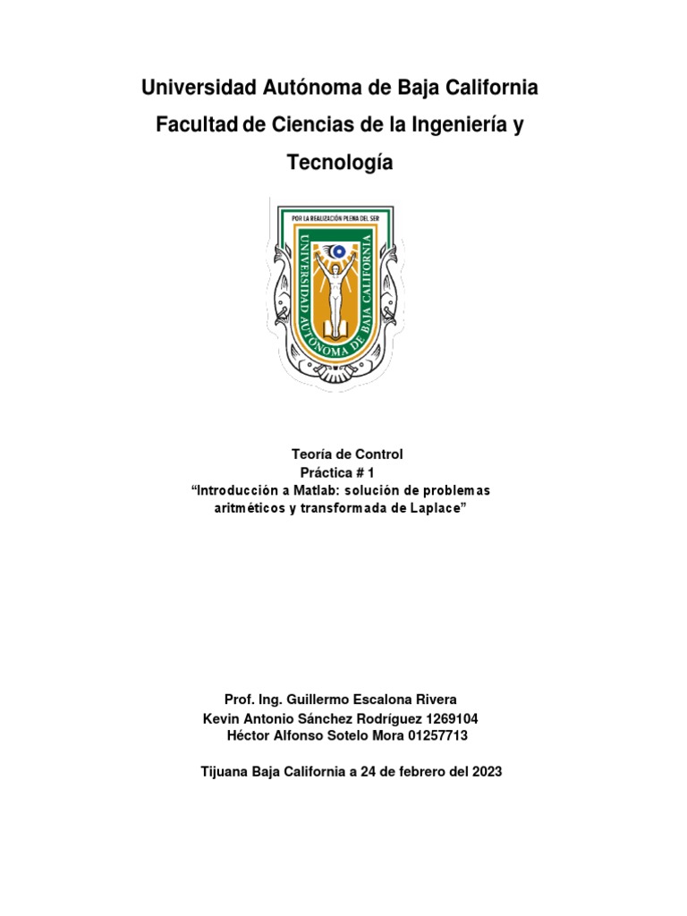 Practica Inductoria 1 | PDF | Transformada de Laplace | Matlab