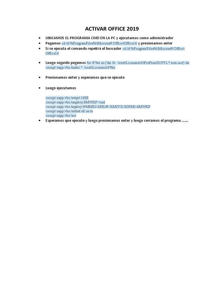 Activar Office 2019 | PDF