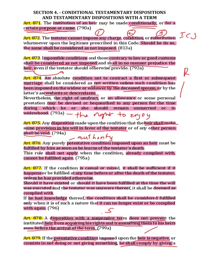 Conditional Testamentary Dispositions | PDF | Will And Testament ...
