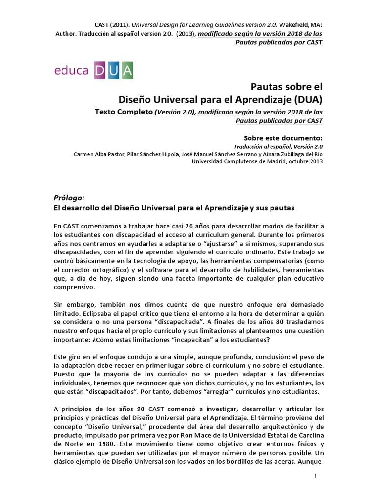Diseño Universal de Aprendizaje CAST | PDF | Plan de estudios | Aprendizaje
