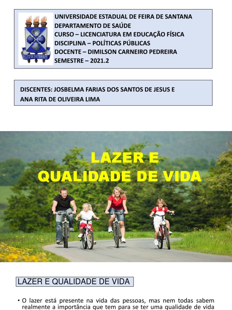 JOSBELMA - Lazer e Qualidade de Vida | PDF | Lazer | Tempo