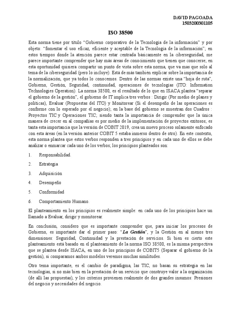 Informacion Iso 38500, Cobit y Itl | PDF | Itil | Cobit Informacion Iso 38500, Cobit y Itl | PDF | Itil | Cobit