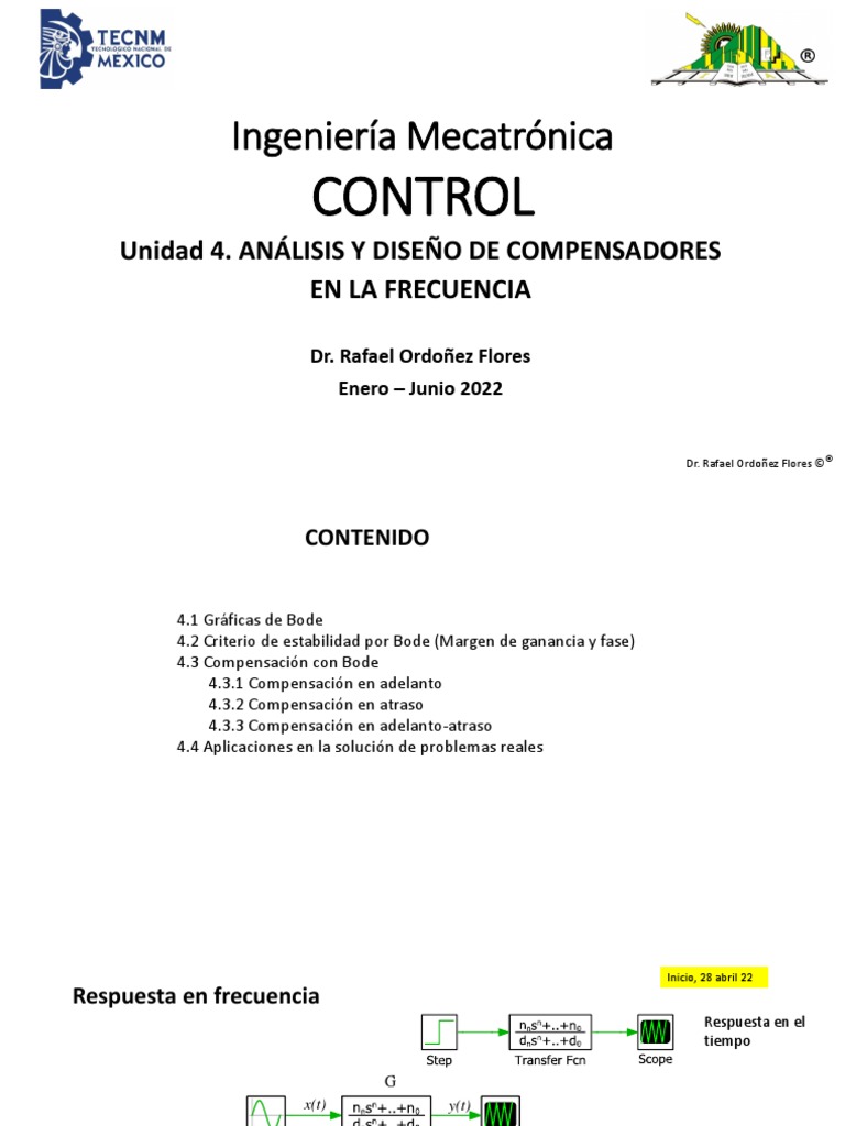 CONTROL Mecat - U4. Análisis y Diseño de Compensadores en La Frecuancia | PDF