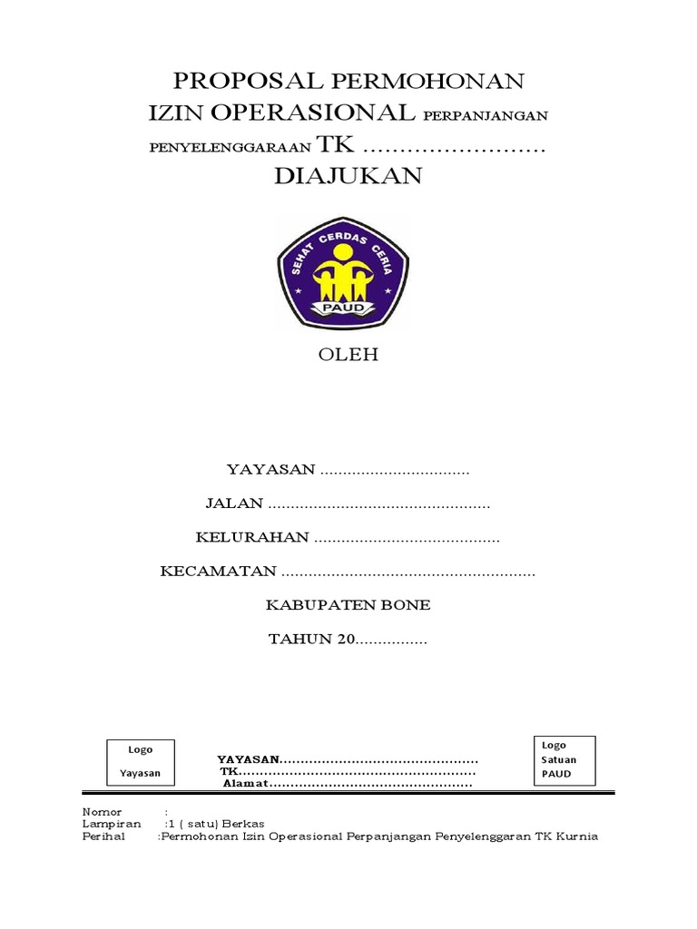 Sampul Proposal Pengusulan Ijin Operasional Lembaga | PDF