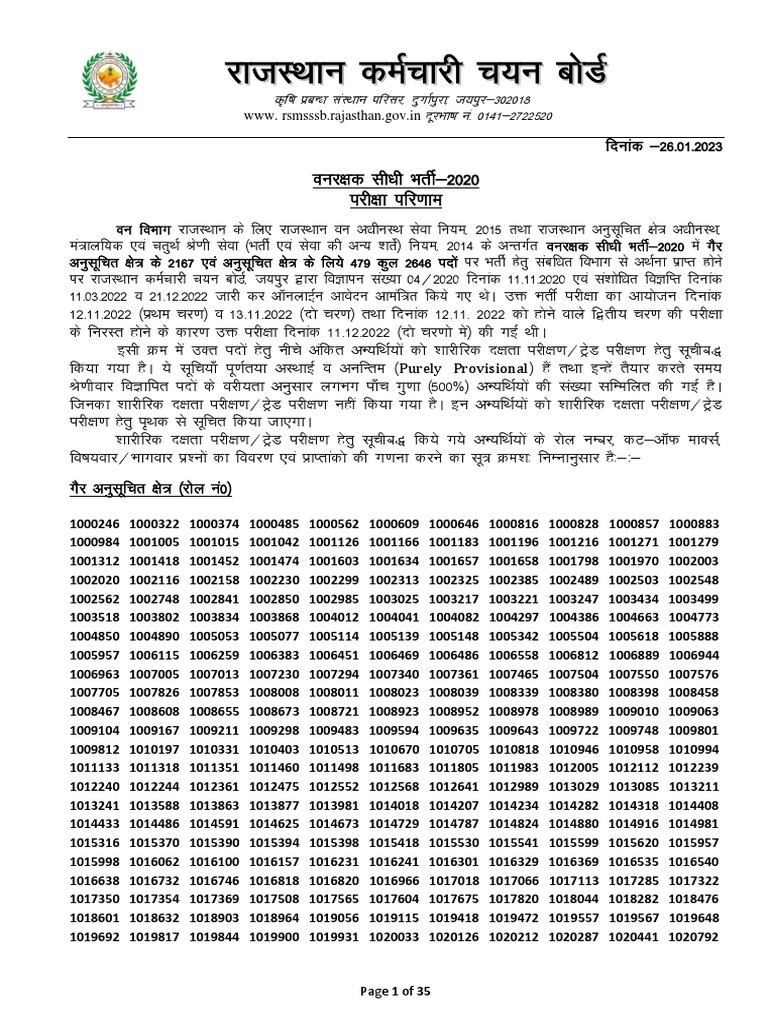 Rajasthan Job Notification 2023 | PDF