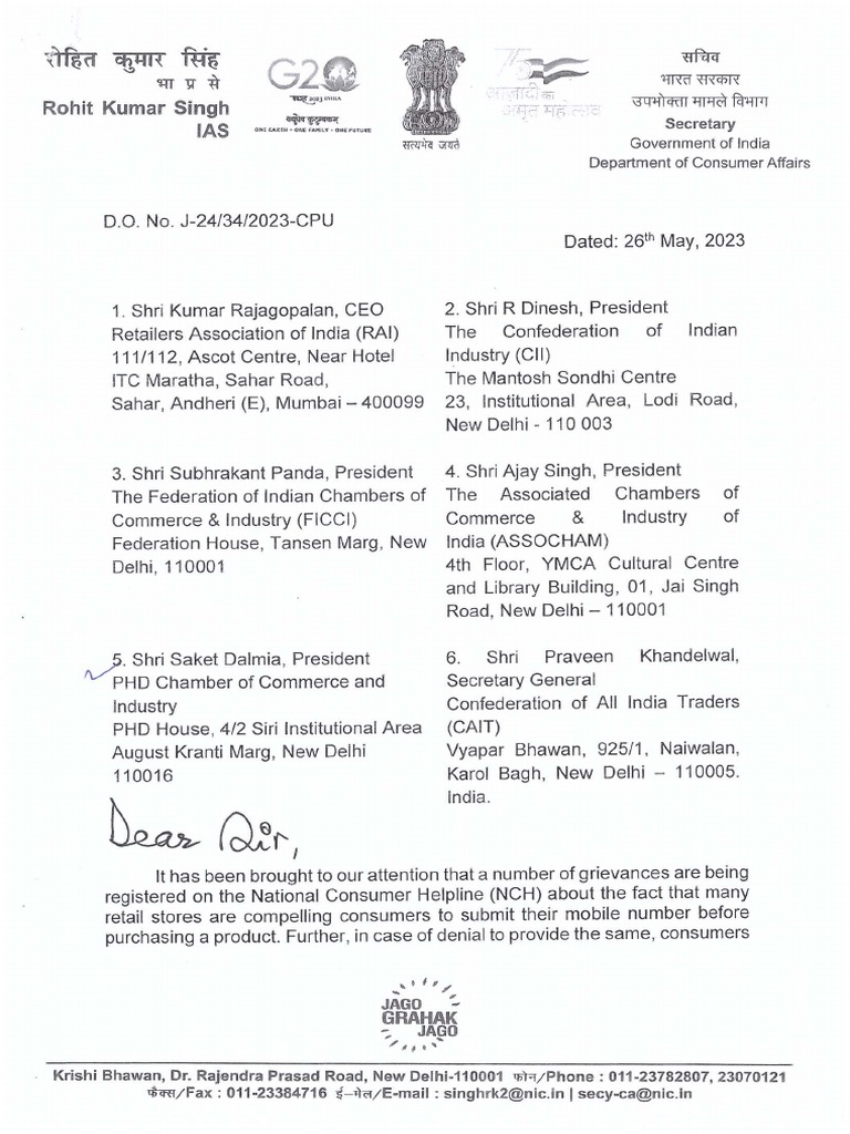 Advisory From Deptt. of Consumer Affairs | PDF