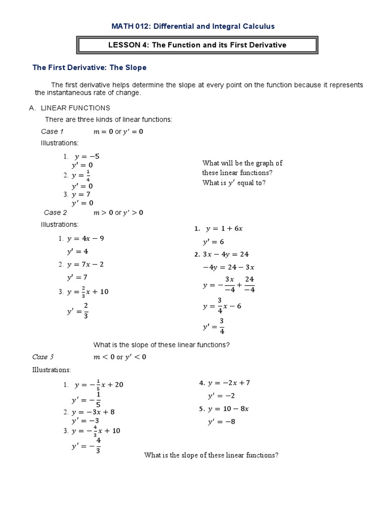 Lesson 456 With Answer Differential Calculus | PDF | Trigonometric Functions | Maxima And Minima