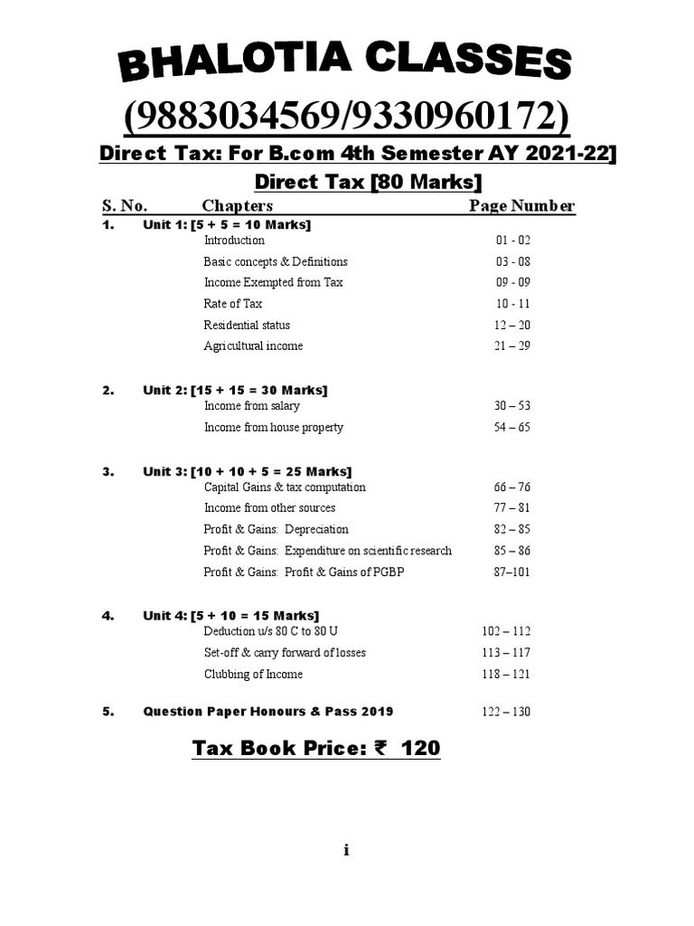 Tax Final Book With Cover Page 4th Sem 2021 | Download Free PDF | Taxes ...