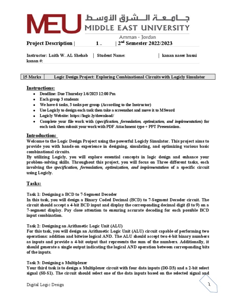 Project DLD | PDF | Digital Electronics | Logic Gate