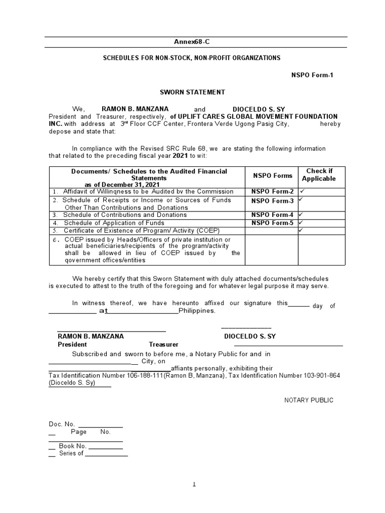 Nspo Form 1, 2, 3, 4, 5 and (2021) | PDF