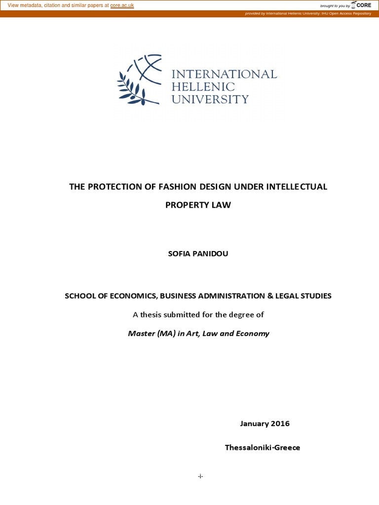 The Protection of Fashion Design Under Intellectual Property Law | PDF ...