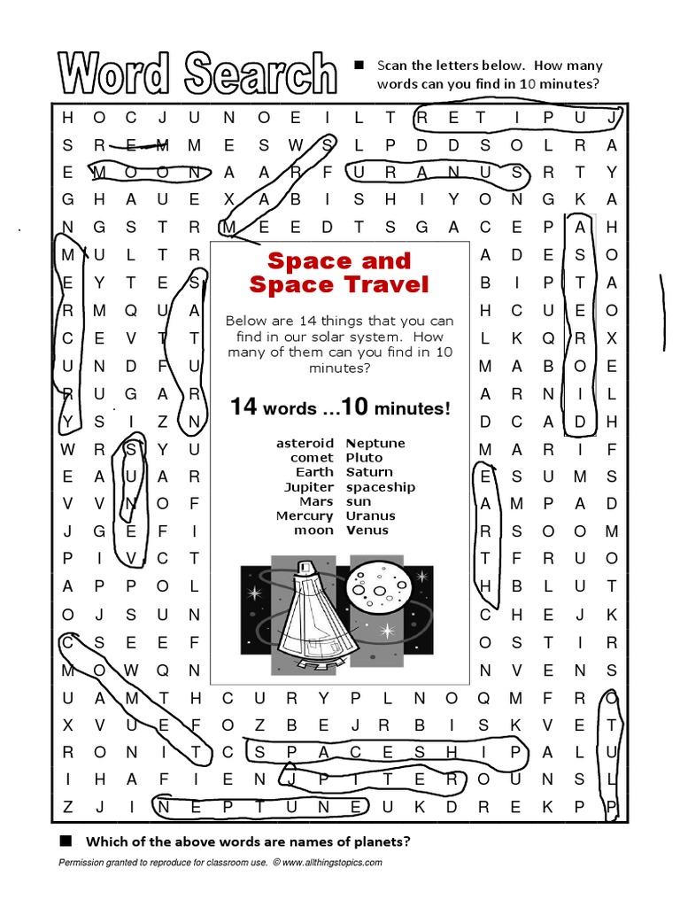 Wordsearch Space-1 | PDF