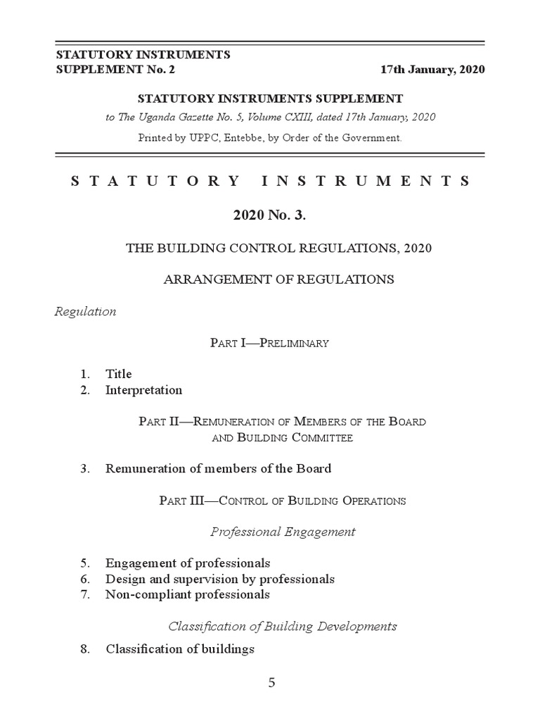 The Buildings Control Regulations 2020 3 | PDF | Architect | Wall