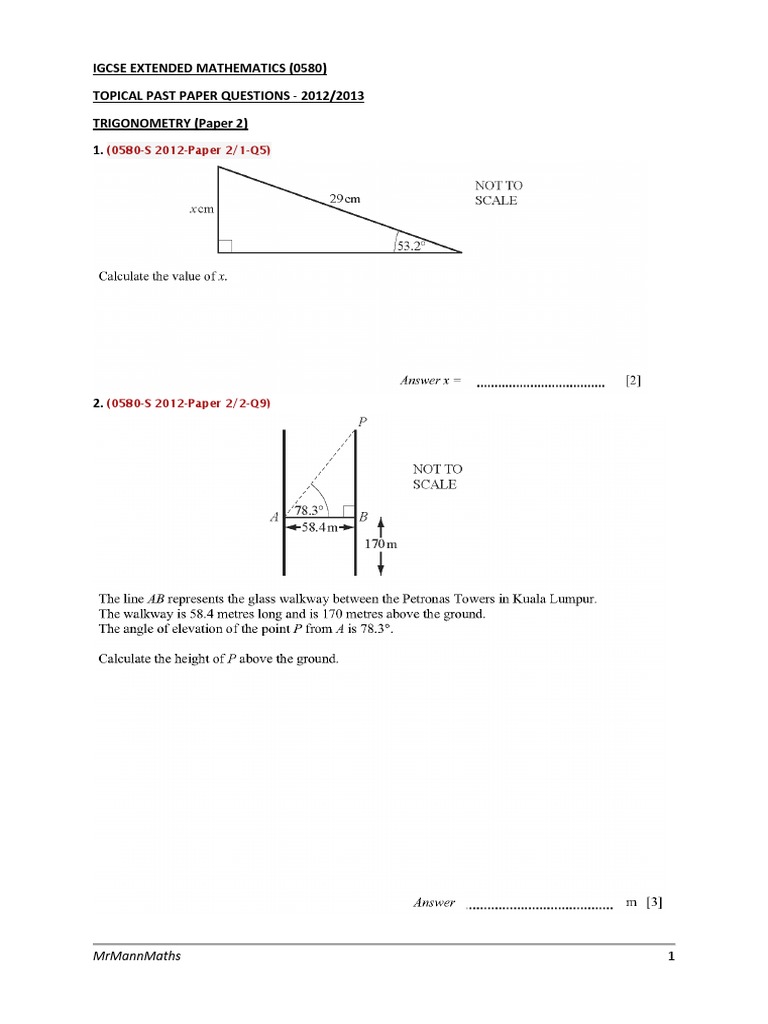 2012 2013 Ppqs Trigonometry QP | PDF