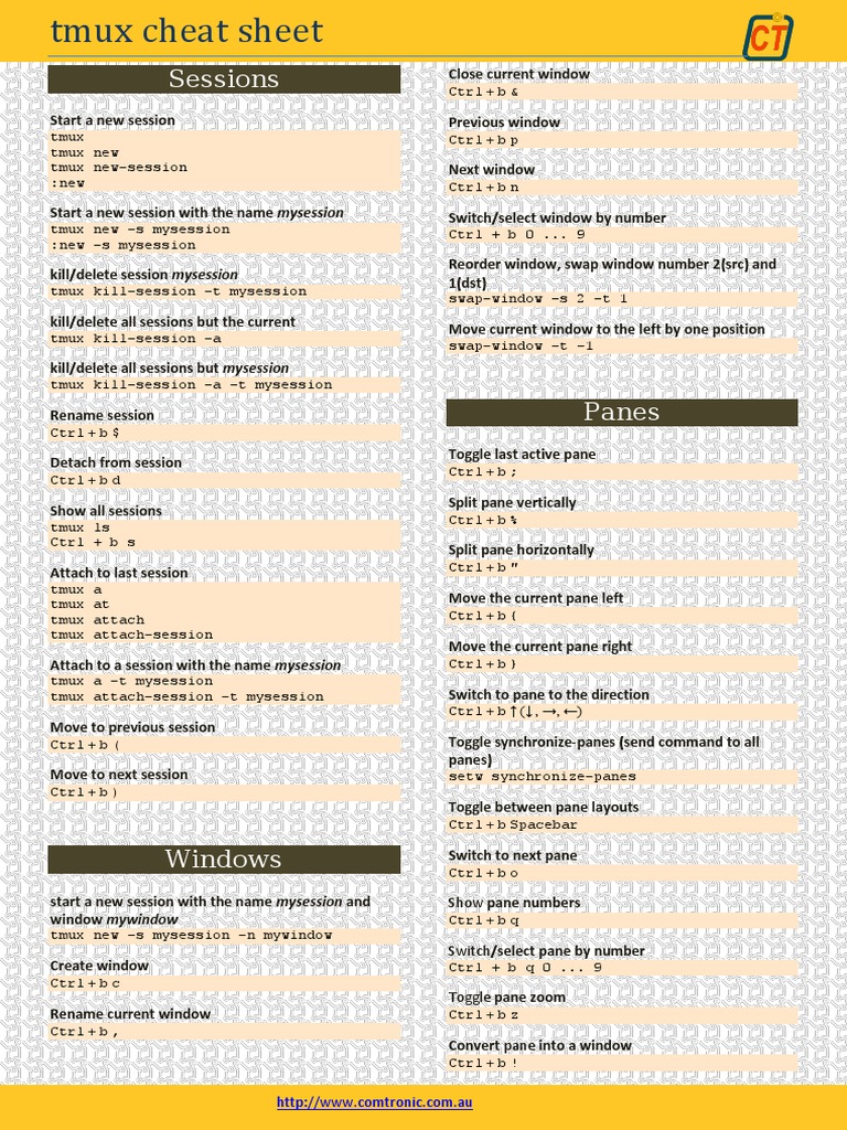 Comtronic Cheatsheet Tmux A4 | PDF | Human–Computer Interaction | Software Development