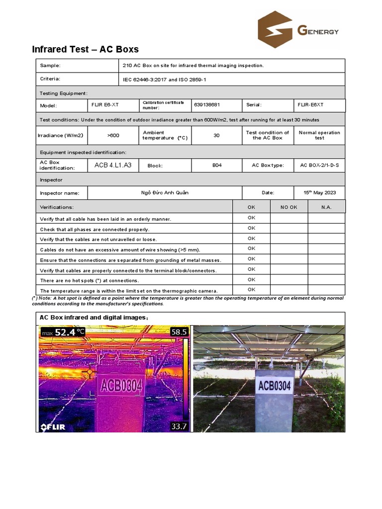 ACB 4.L1.A3 Thermal Inspection Report | PDF