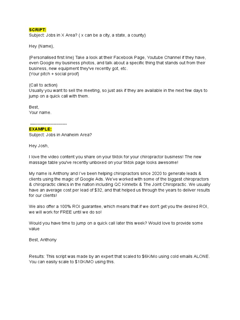 Email Outreach Script | PDF