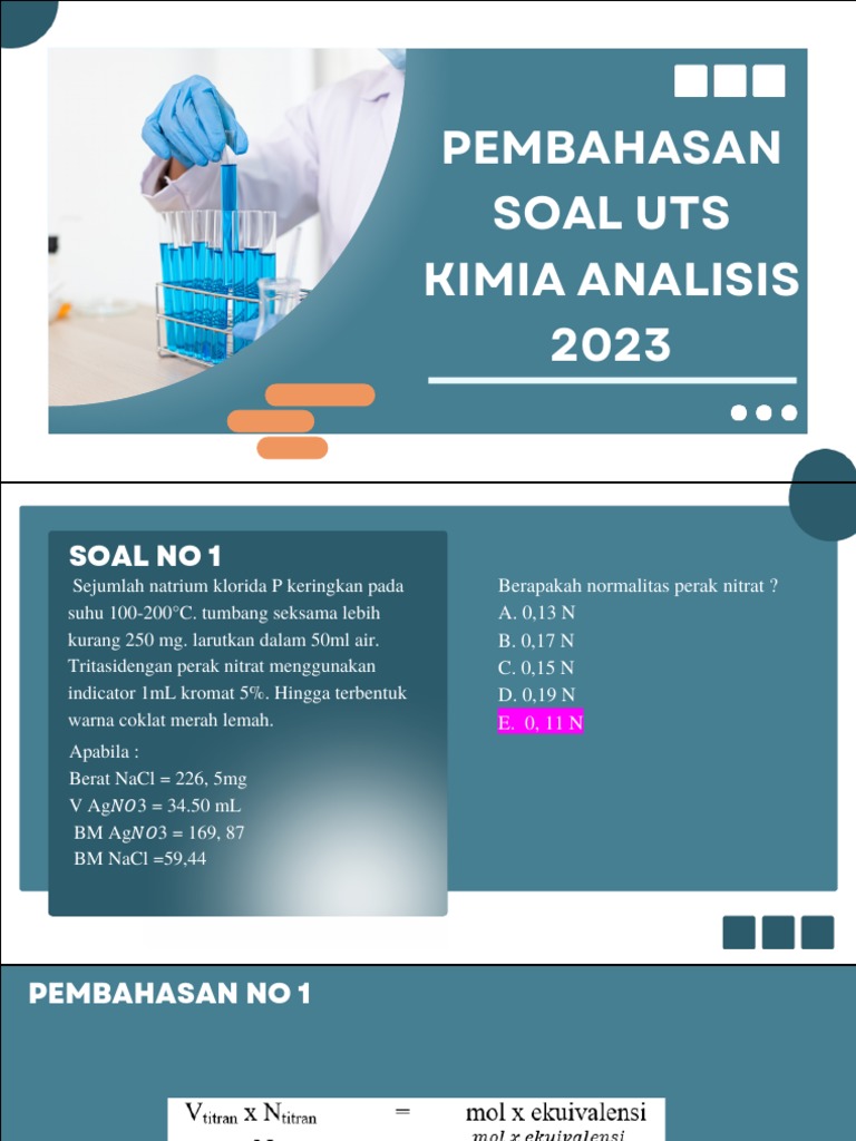 Soal UTS Kimia Analisis 2023 dan Pembahasan | PDF