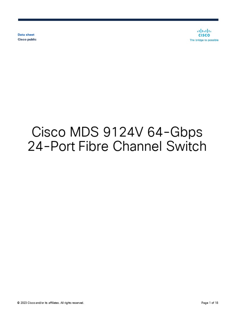 Cisco MDS 9124V 64-Gbps 24-Port Fibre Channel Switch Data Sheet | PDF