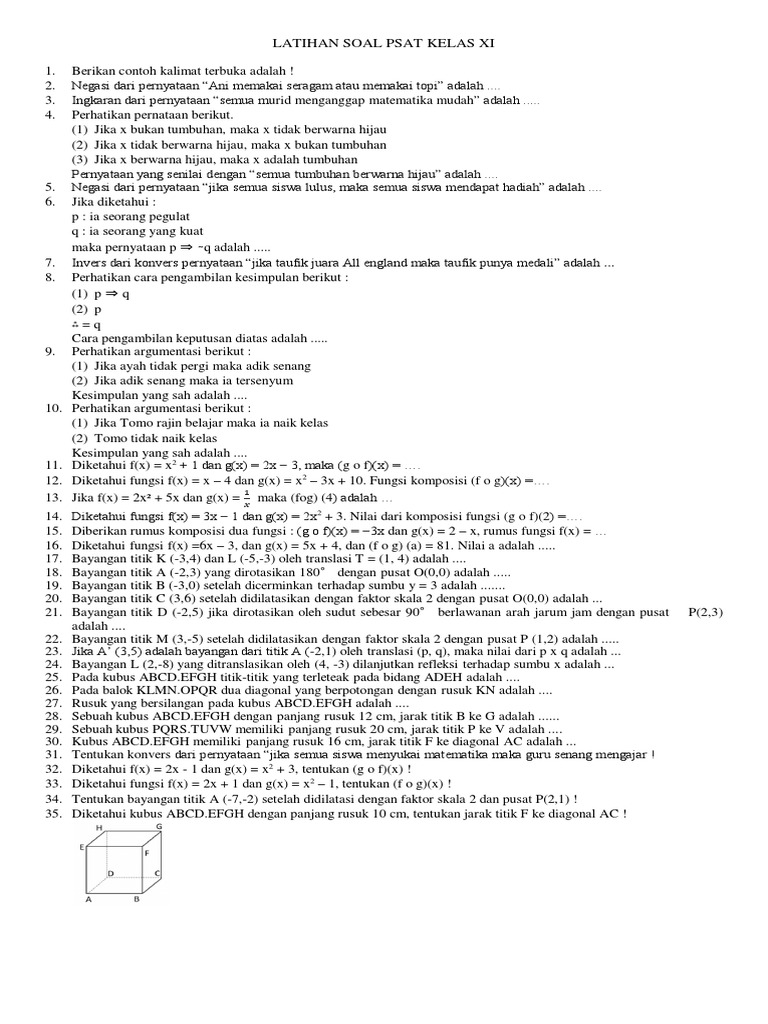 Latihan Soal Psat Kelas Xi | PDF | Metode & Bahan Ajar