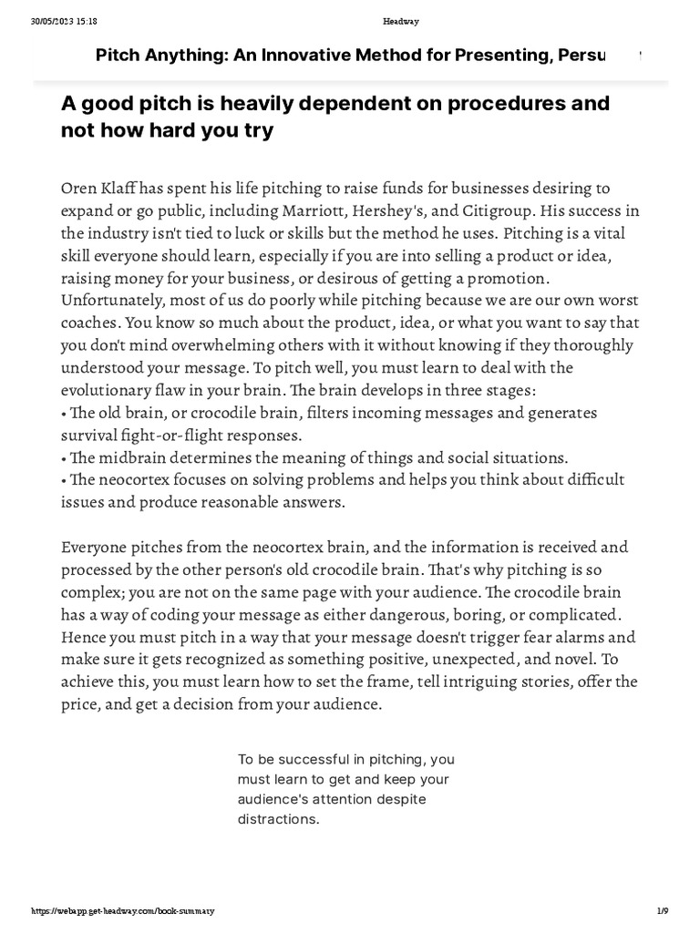 Pitch Anything - An Innovative Method For Presenting, Persuading, and ...