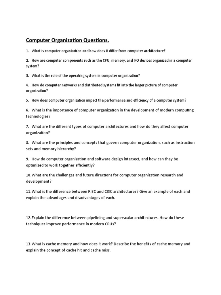 Computer Organization Questions | PDF