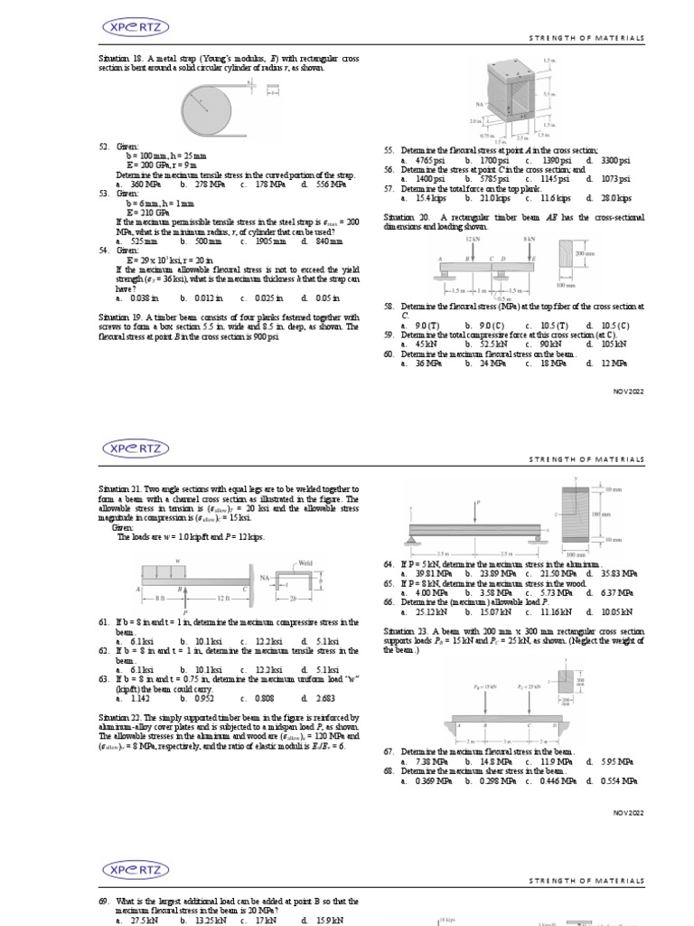 Practice Problems - Strema Part 3 | PDF | Strength Of Materials | Beam ...