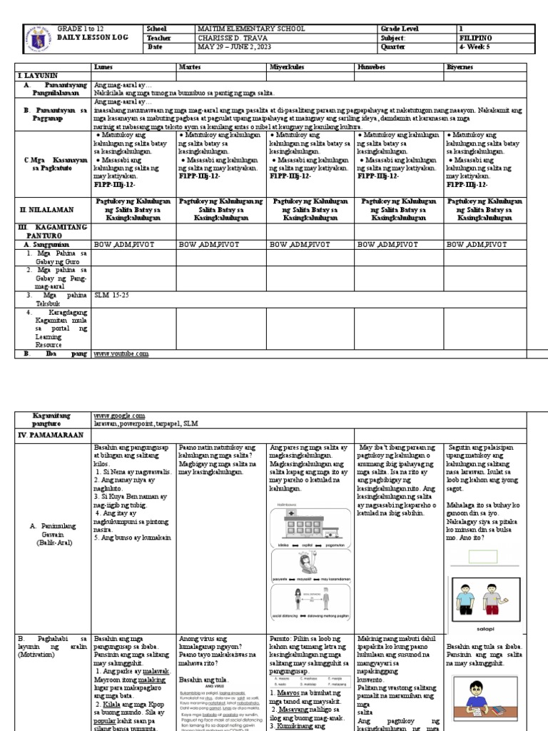 Q4-Grade 1 Filipino Week 5 | PDF