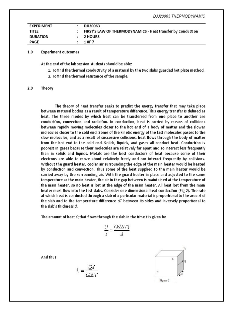 Thermodynamics: Heat Conduction Lab | PDF | Thermal Conduction | Heat