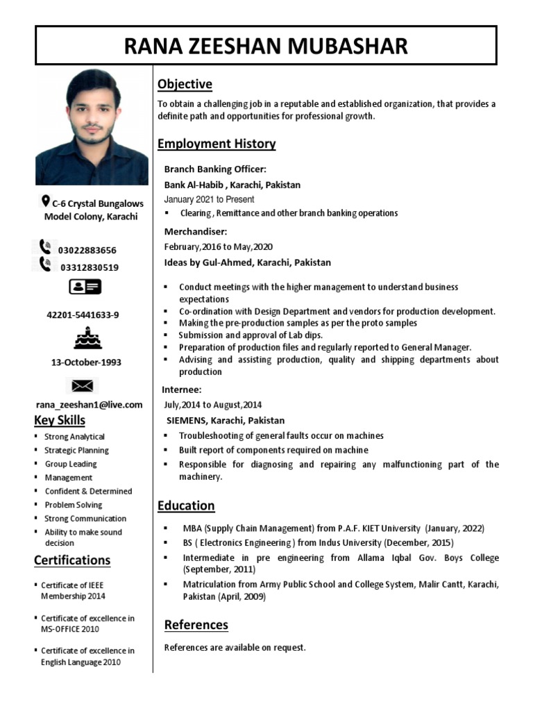 Rana Zeeshan CV | PDF | Business