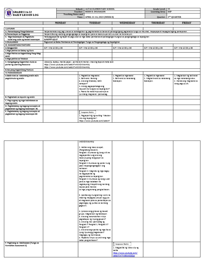 DLL - Esp 6 - Q3 - W8 | PDF