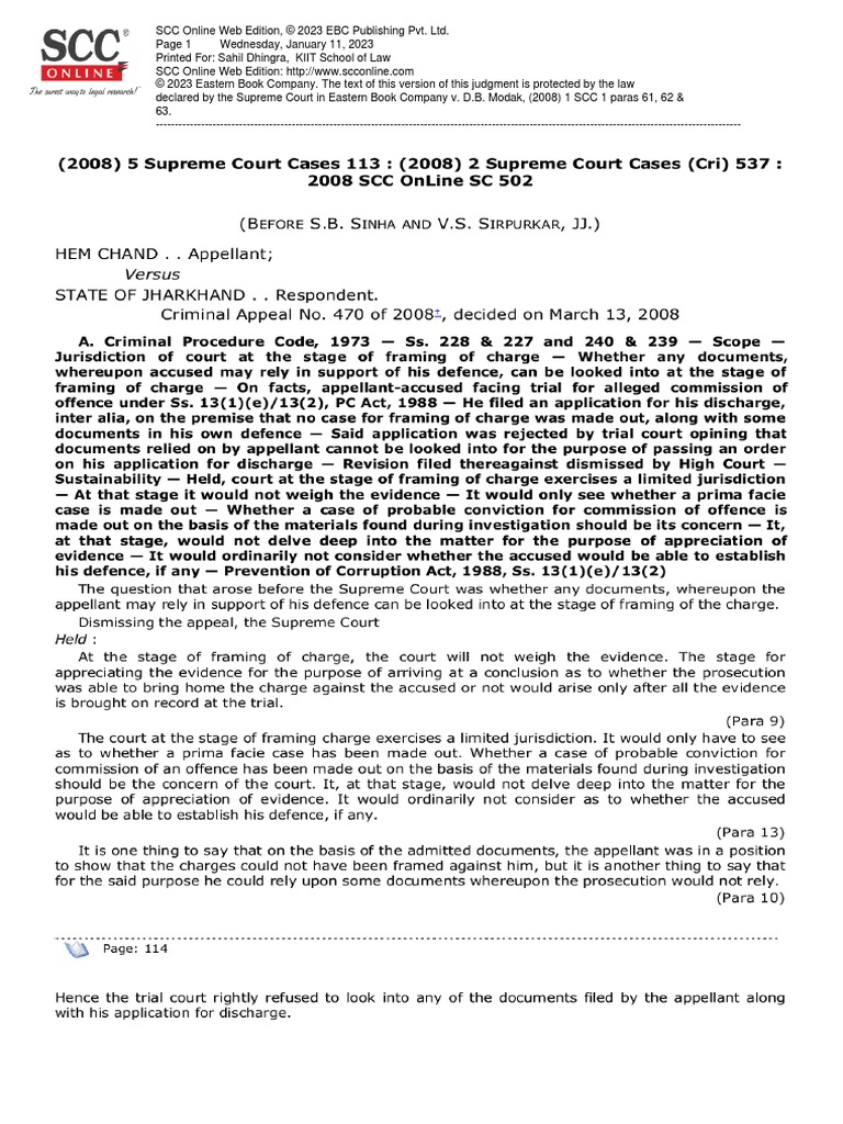 Hem Chand v. State of Jharkhand, (2008) 5 SCC 113 | PDF