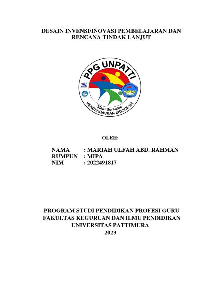 Desain Inovasi Dan Rencana Tindak Lanjut (Mariah Ulfah Abd. Rahman) | PDF