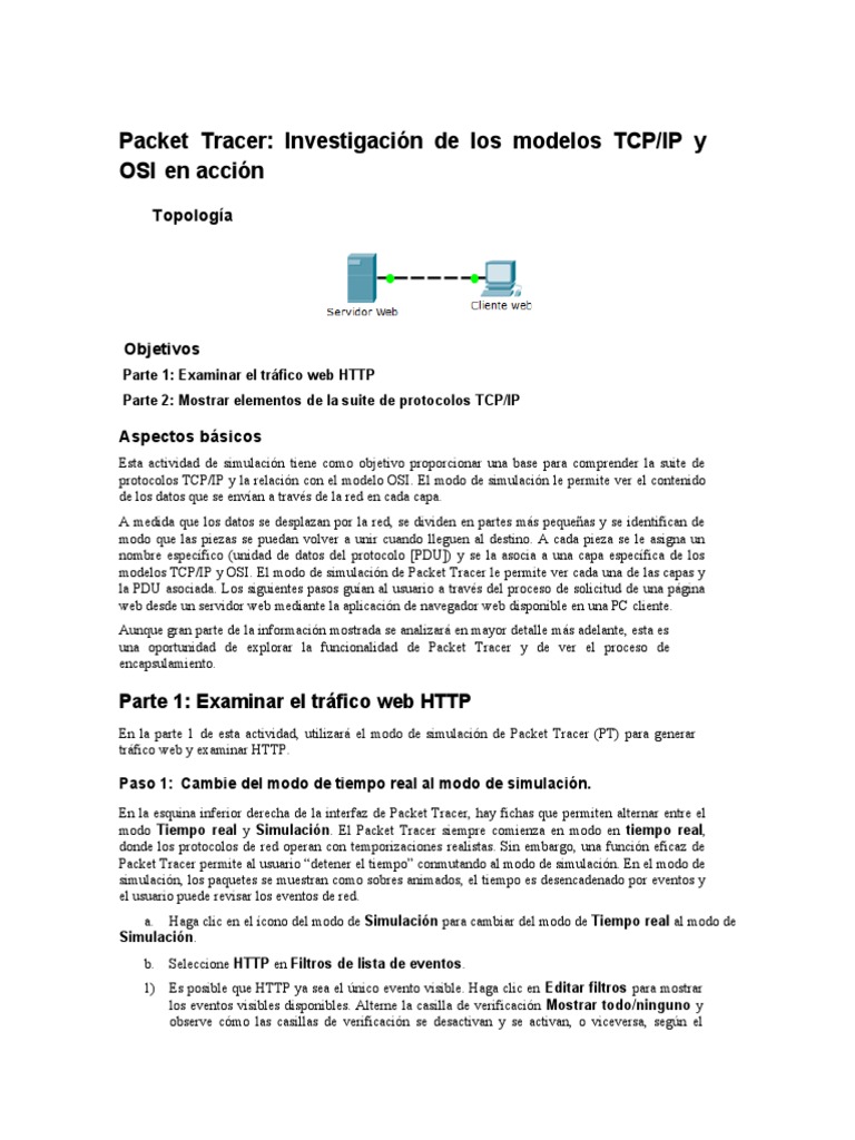 3.2.4.6 Packet Tracer - Investigating The TCP-IP and OSI Models in ... 3.2.4.6 Packet Tracer - Investigating The TCP-IP and OSI Models in ...