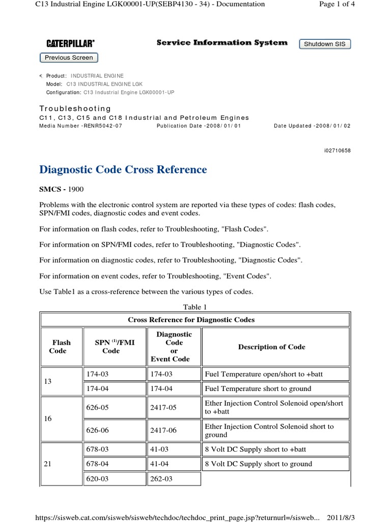 C13 Engine Diagnostic Codes Guide | PDF | Throttle | Turbocharger