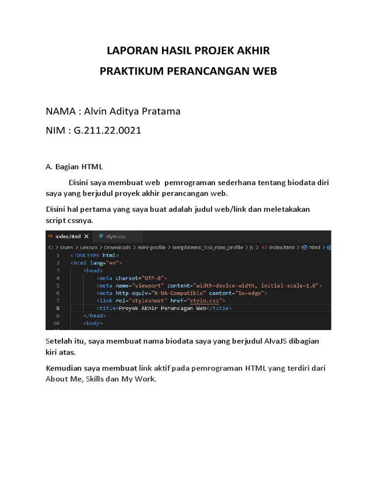 Laporan Hasil Projek Akhir Praktikum Perancangan Web | PDF