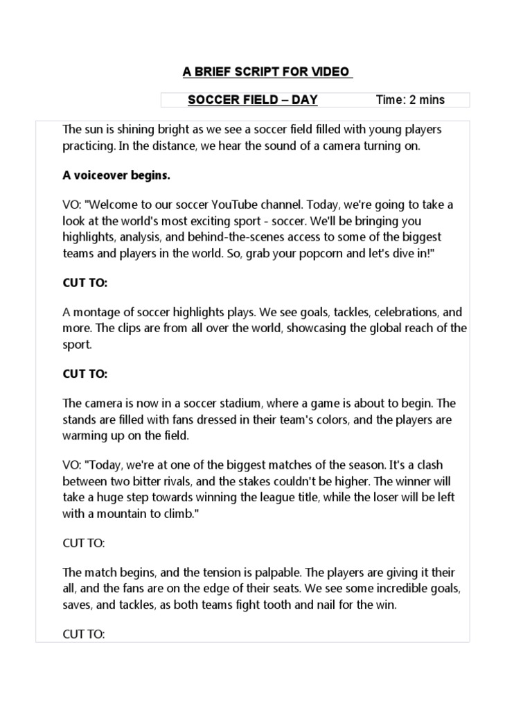 A BRIEF SCRIPT FOR Soccer VIDEO | PDF