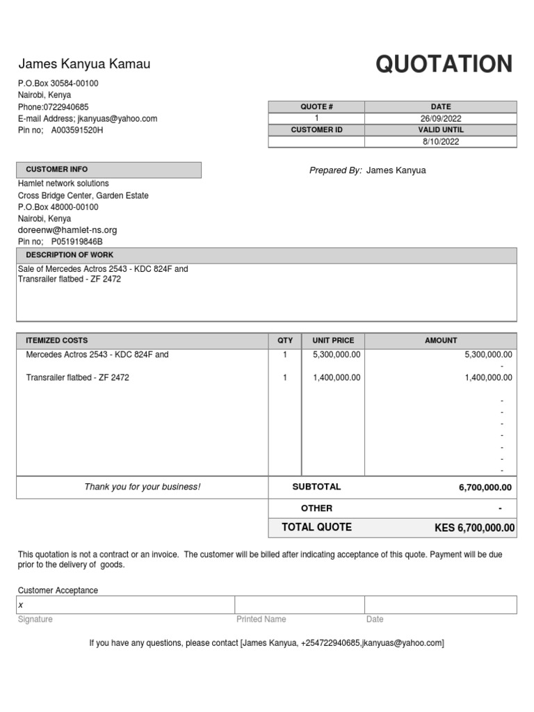 Quotation Mercedes | PDF | Service Industries | Business