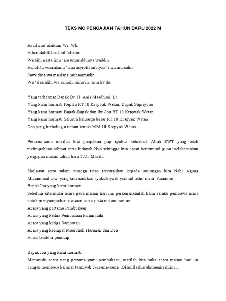 MC Tahun Baru 2022 | PDF