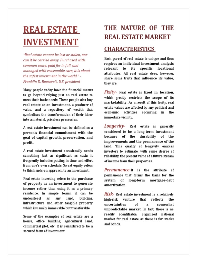Real Estate Investment | PDF | Real Estate Investing | Investing