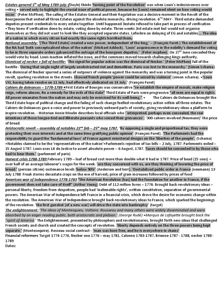 French Revolution's Key Events 1789 | PDF