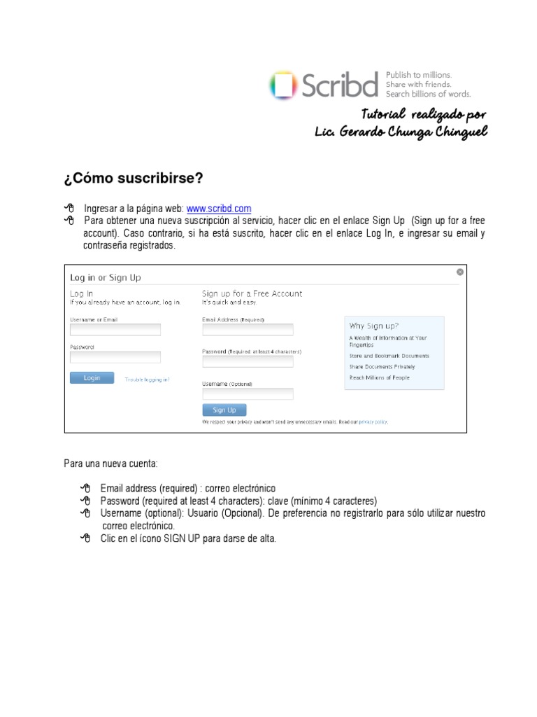 Tutorial Scribd (Para Subir Documentos A Mi Bog) | PDF