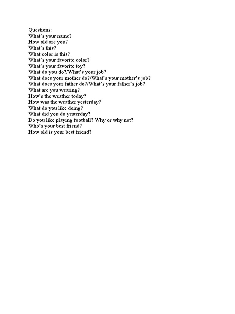 Questions For Kids PDF